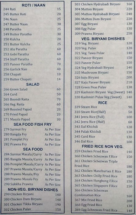 Menu at Swastik Lunch Home, Navi Mumbai