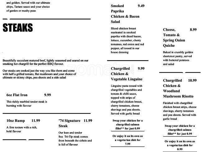 Menu at The Beacon Beefeater restaurant, Dartford, Halcrow Ave