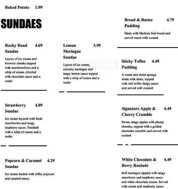 Menu at The Beacon Beefeater restaurant, Dartford, Halcrow Ave