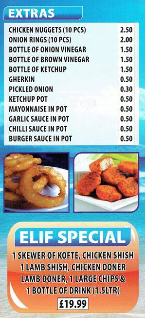 Menu at ELIF FISH BAR, London