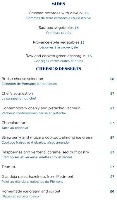 Menu at Sette restaurant, London, Ground Floor