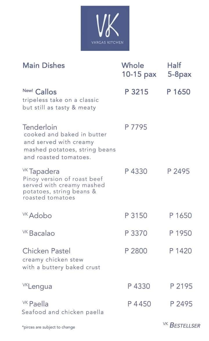 Menu at Vargas Kitchen desserts, Makati, Rustan's Supermarket