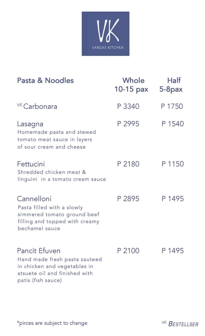Menu at Vargas Kitchen desserts, Makati, Rustan's Supermarket