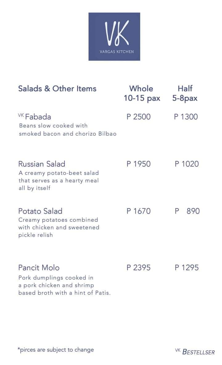 Menu at Vargas Kitchen desserts, Makati, Rustan's Supermarket