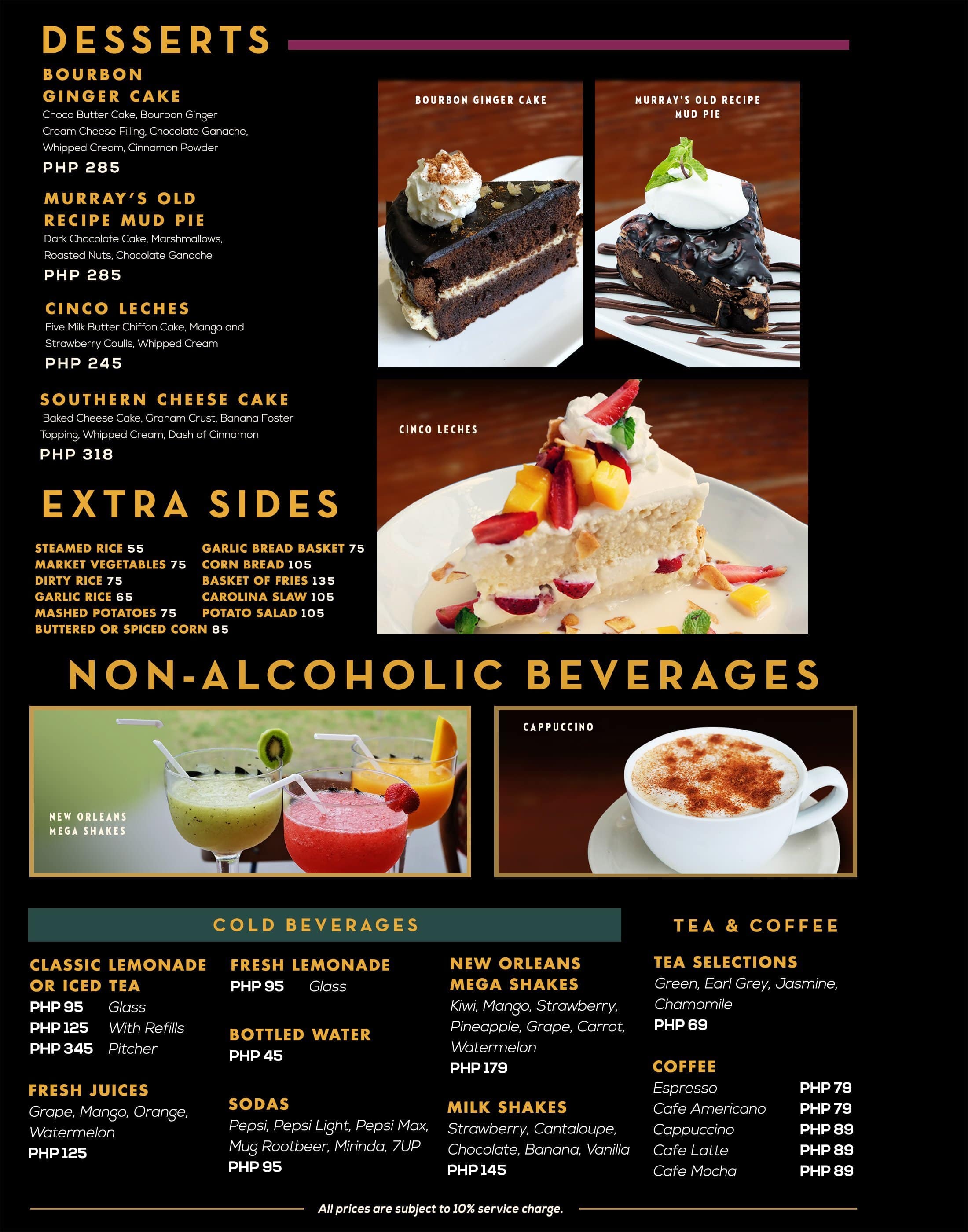 Menu at Murray's New Orleans Jazz Kitchen restaurant, Taguig, B6