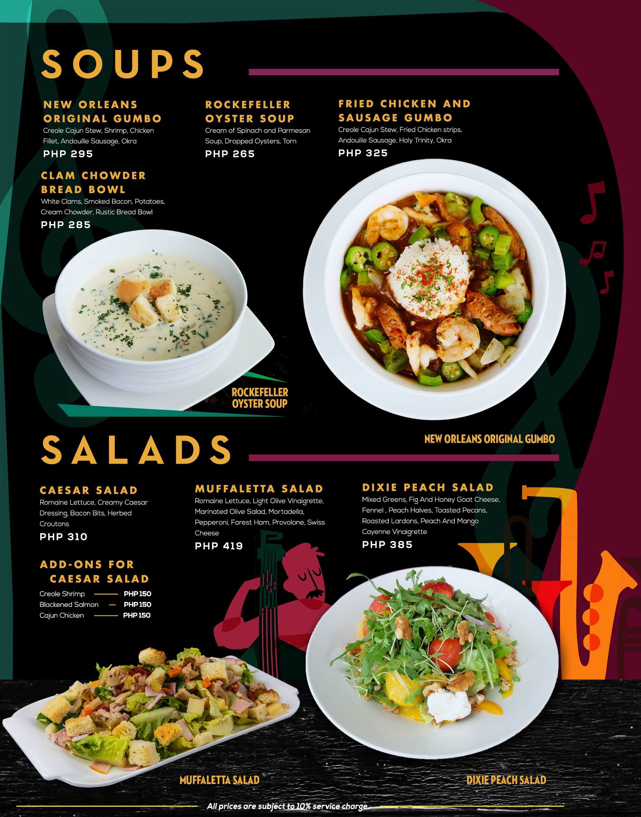 Menu at Murray's New Orleans Jazz Kitchen restaurant, Taguig, B6