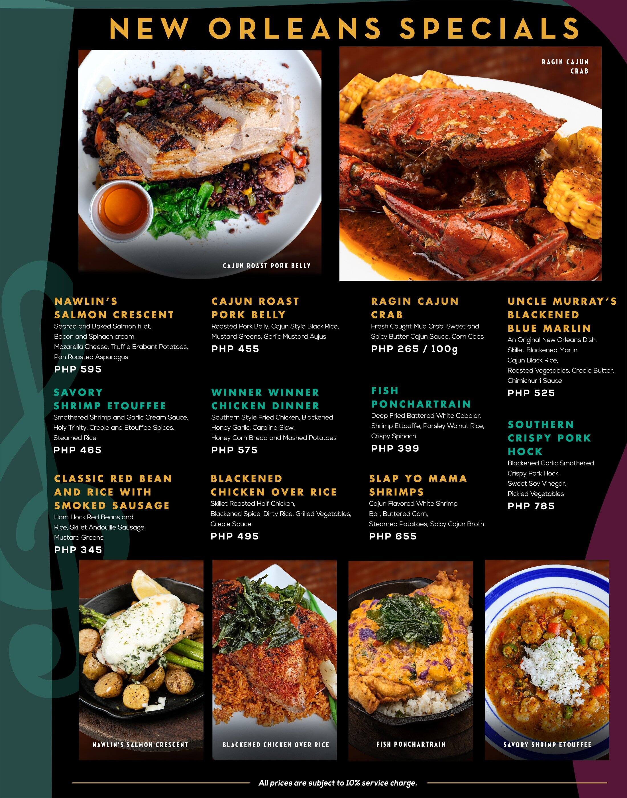 Menu at Murray's New Orleans Jazz Kitchen restaurant, Taguig, B6