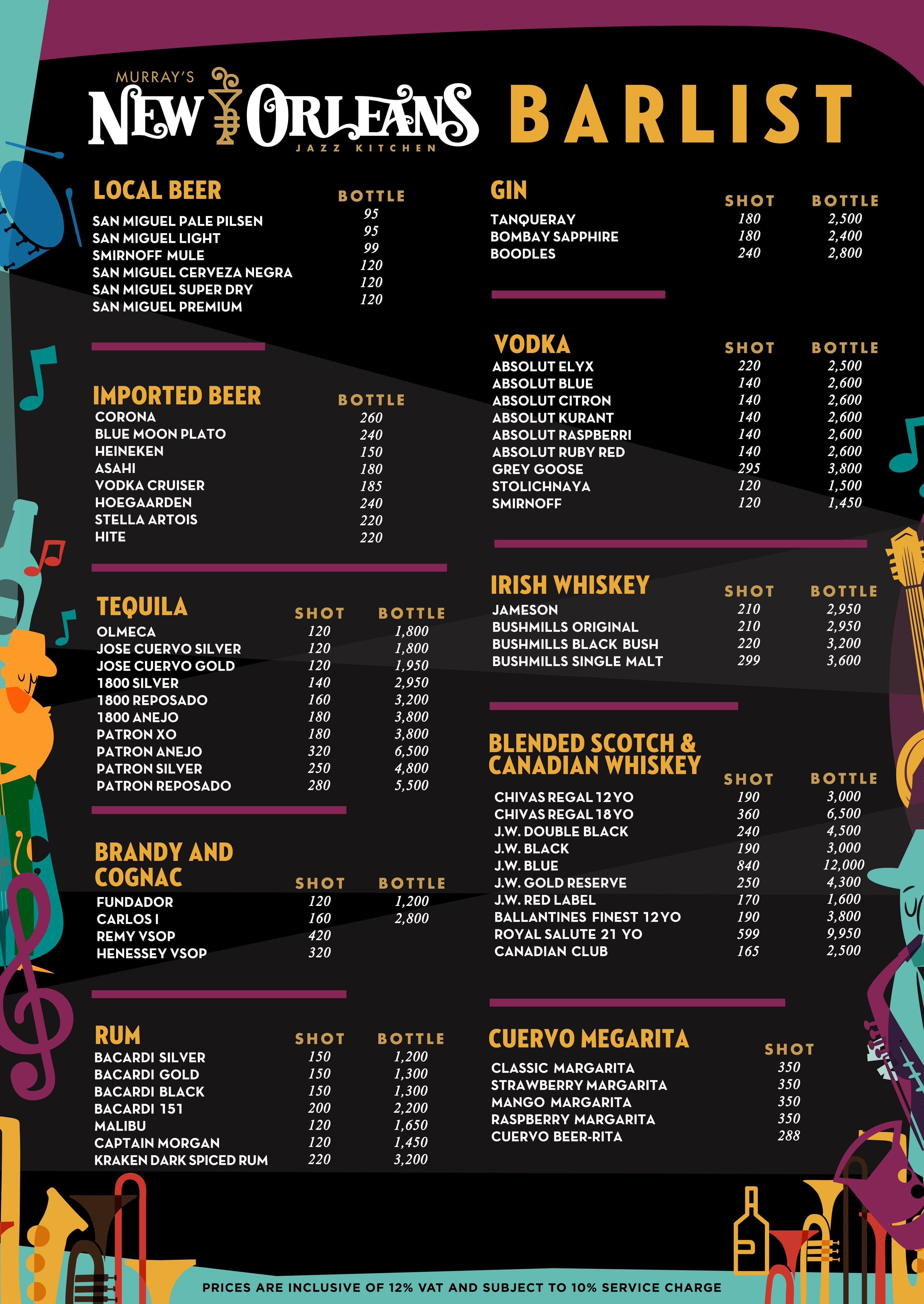 Menu at Murray's New Orleans Jazz Kitchen restaurant, Taguig, B6