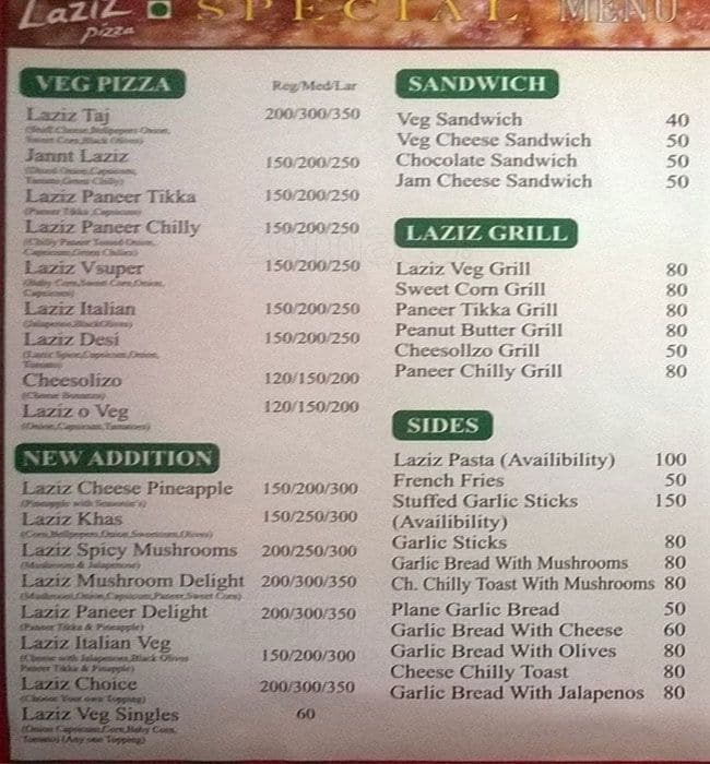 Laziz Pizza Menu, Menu for Laziz Pizza, Lohegaon, Pune - Zomato