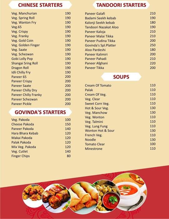 Menu at Govinda's -International Chain Of Restaurant, Pune, Iskcon Nvcc ...