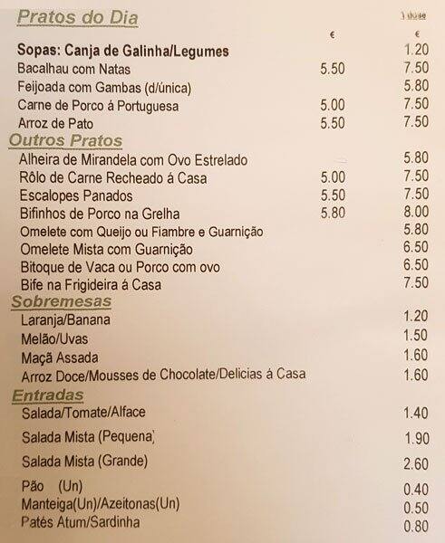 Menu em Café-bar Aqui E Agora, Lda., Lisboa