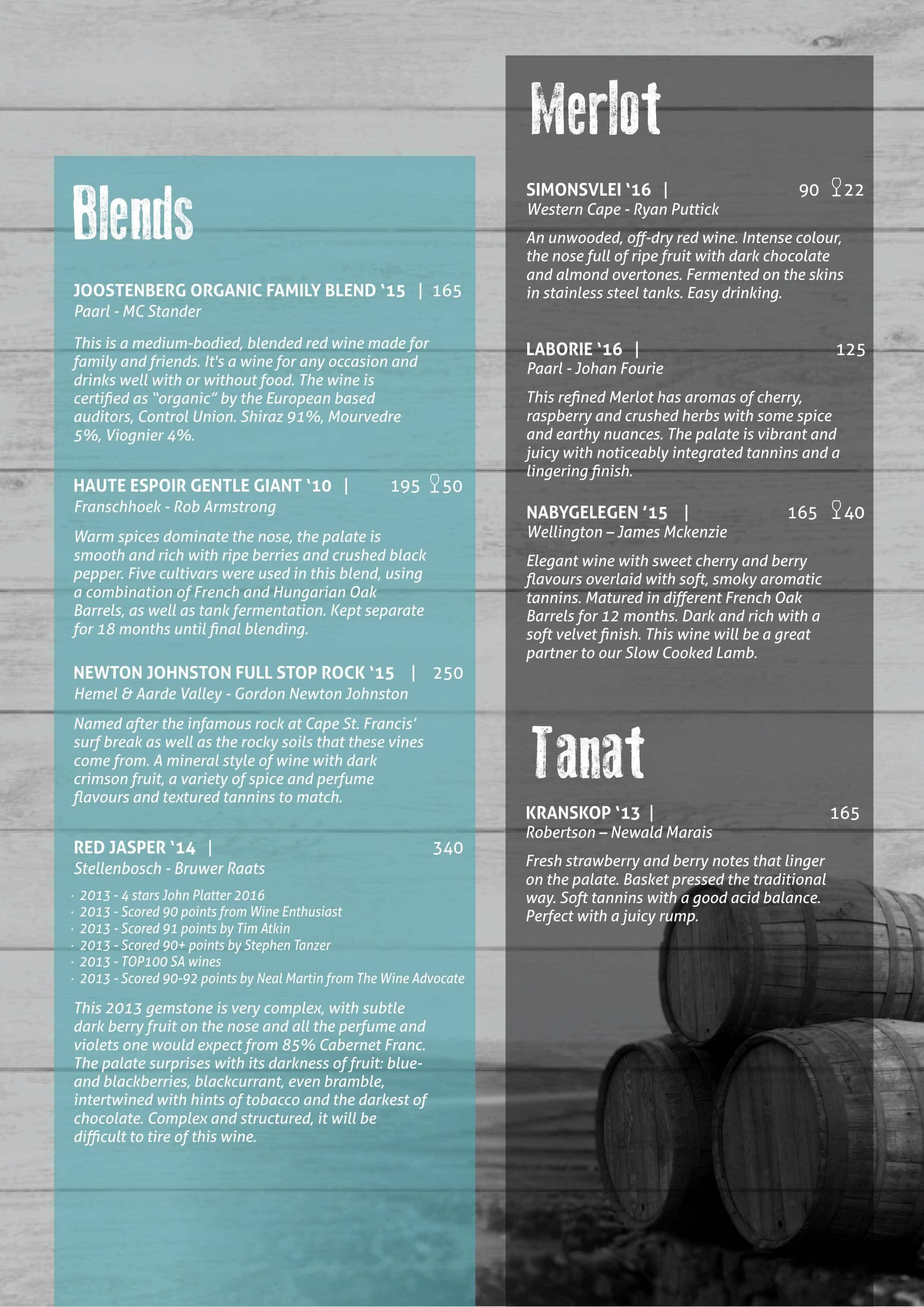 Menu at Kitchen Windows Beach Restaurant, Jeffreys Bay