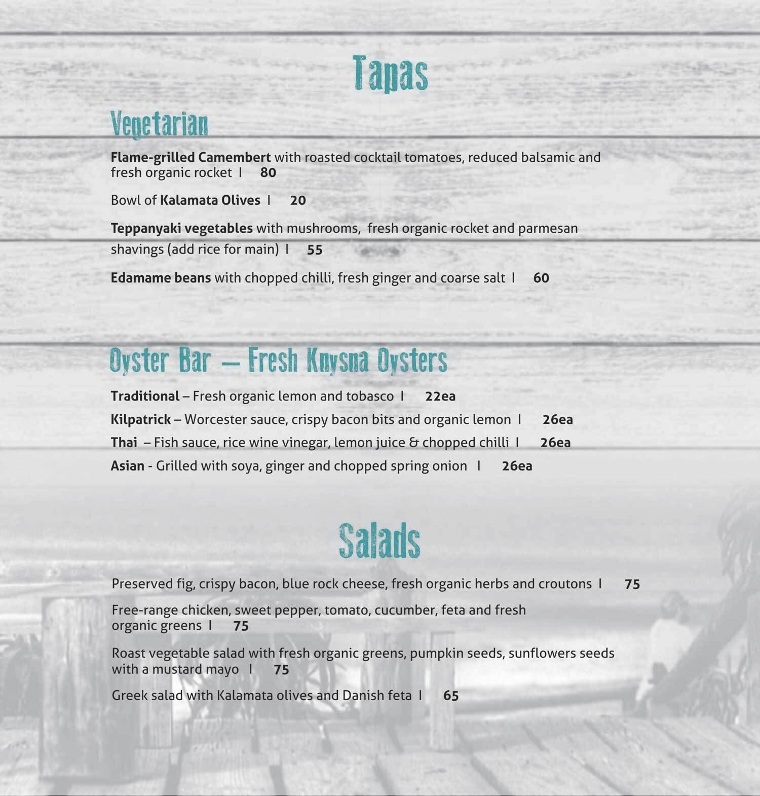 Menu at Kitchen Windows Beach Restaurant, Jeffreys Bay