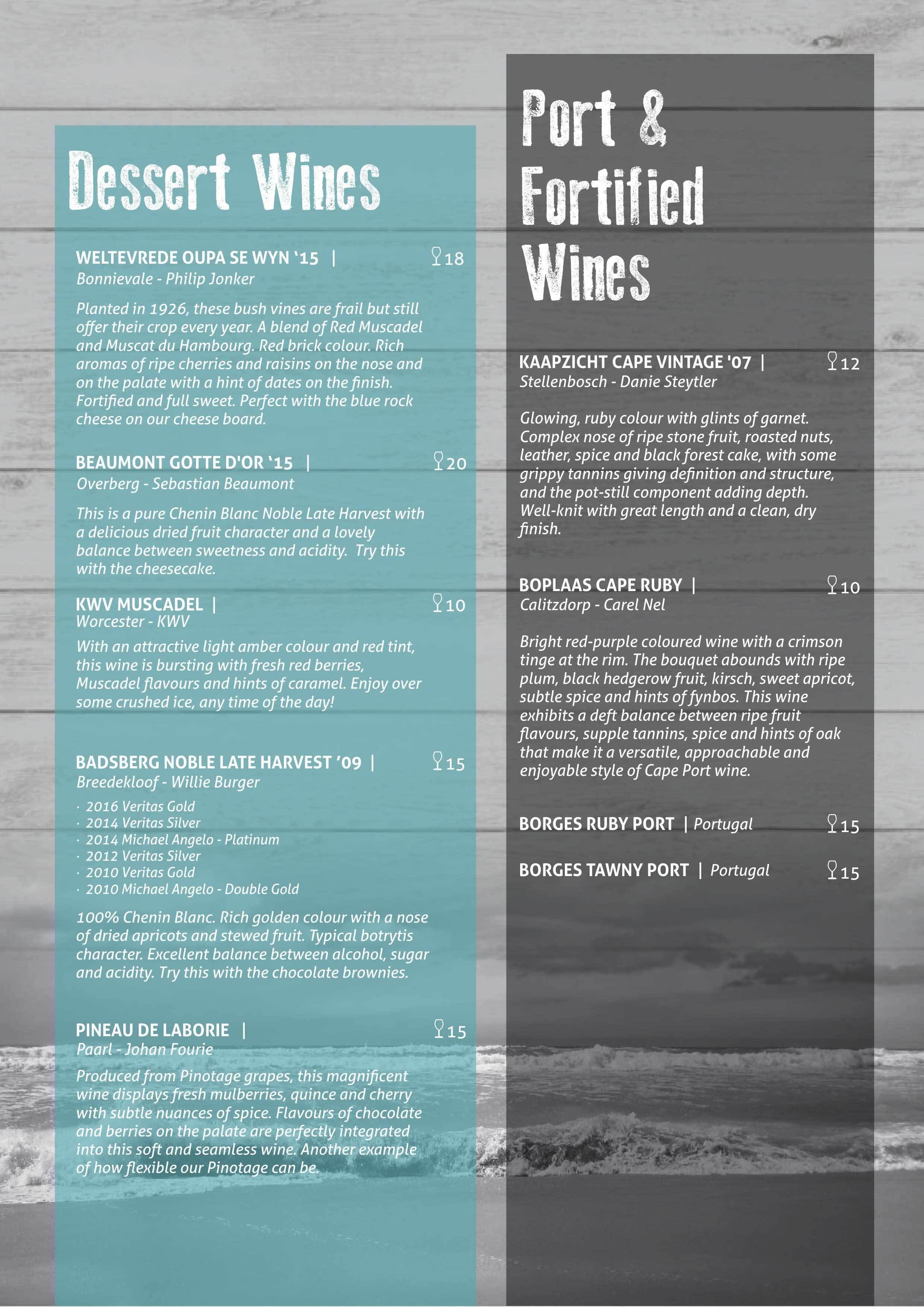 Menu at Kitchen Windows Beach Restaurant, Jeffreys Bay