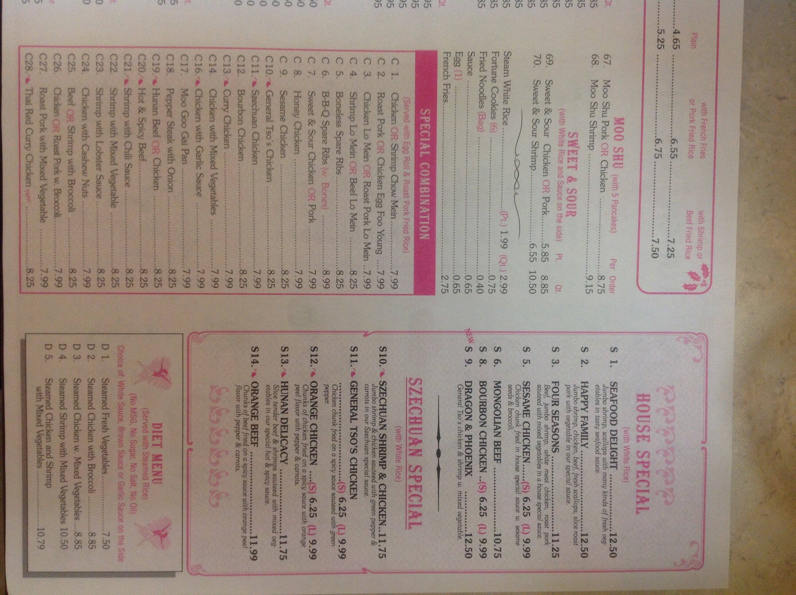 Menu at Ni Hao restaurant, Bithlo