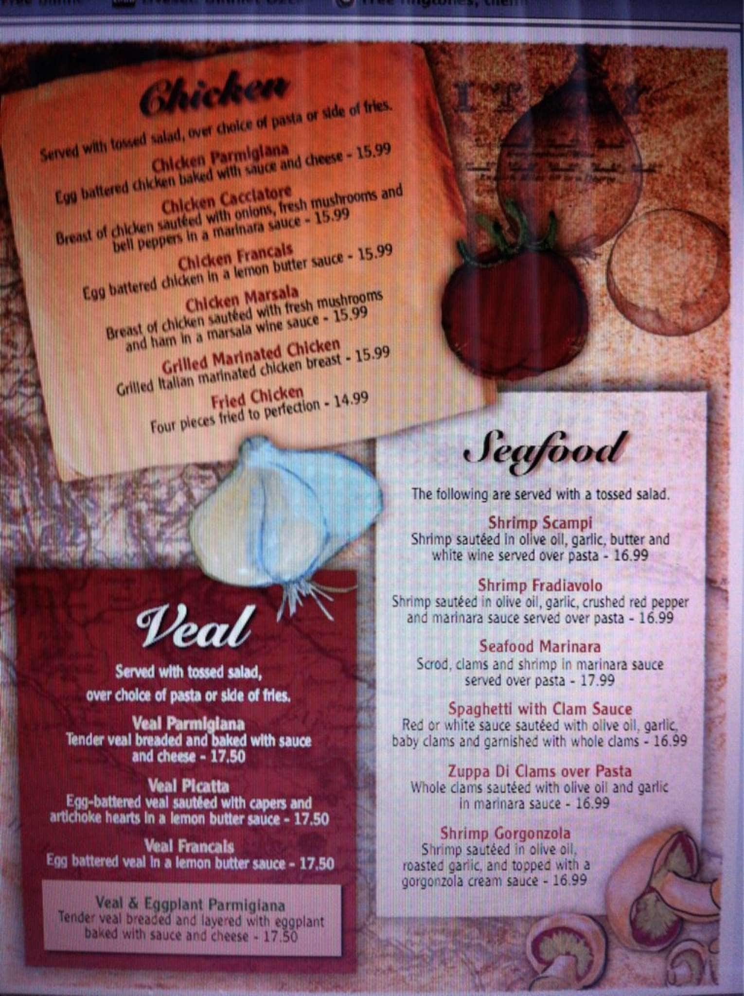 Menu at Red Rose Pizzeria, Springfield