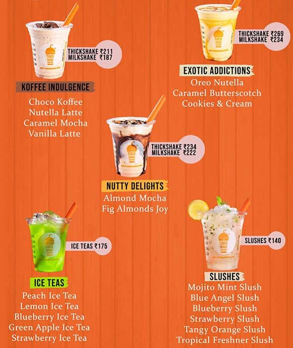 Menu at The ThickShake factory - Electronic City, Bengaluru