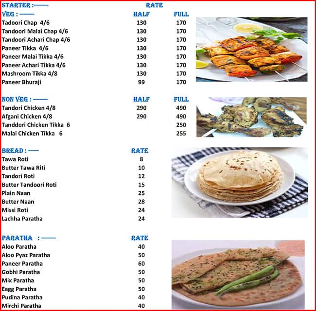 Menu of Kukkad Di Handi, Chaukhandi, Noida