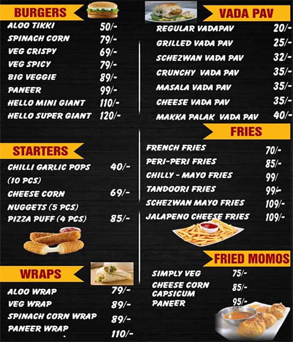 Menu of Hello Foodzzz, Mulund East, Mumbai