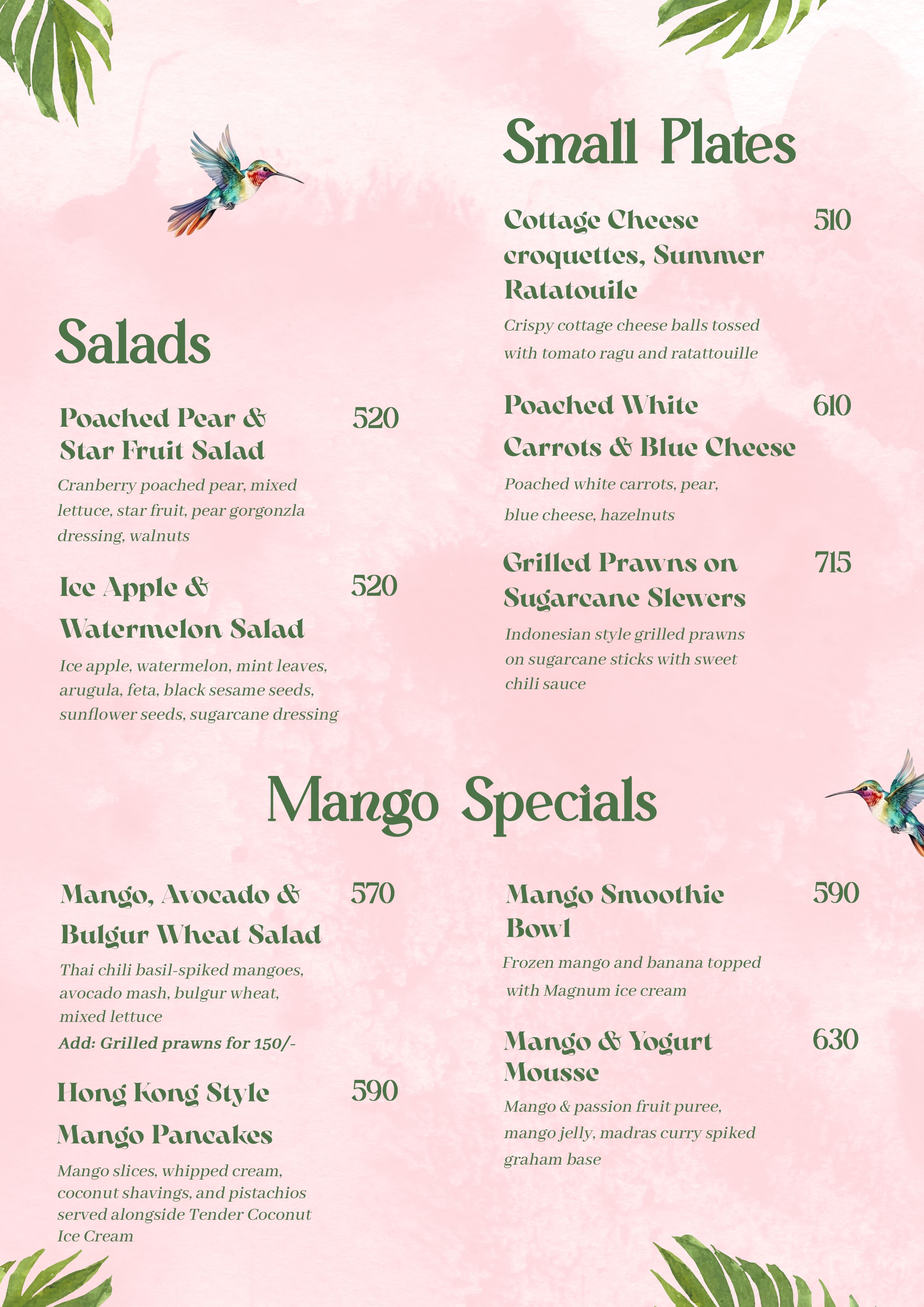 Menu of Blah!, Bandra Kurla Complex, Mumbai