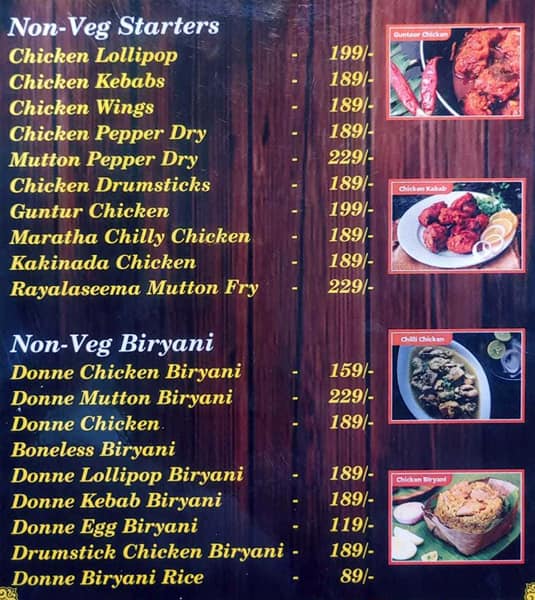 Menu of Mysore Donne Biryani Pride, A S Rao Nagar, Secunderabad