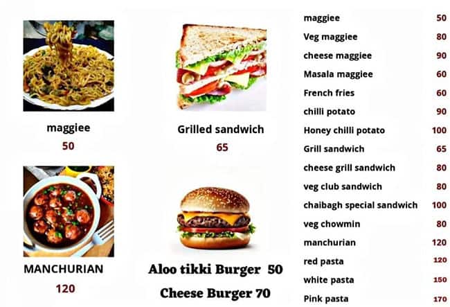 Menu of Chaibagh Cafe, Jagatpura, Jaipur