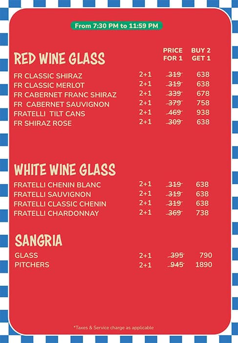 Menu at Pop Tates Khar, Mumbai, Corner 2nd and