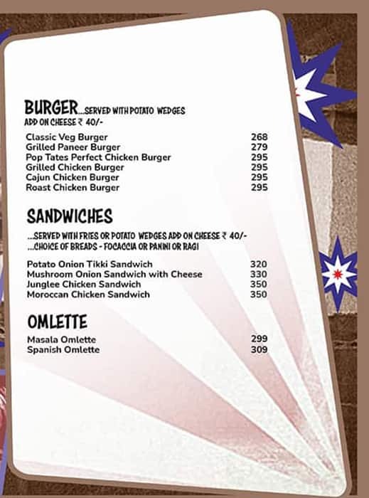 Menu at Pop Tate's Orion Mall Panvel, Navi Mumbai, Orion Mall