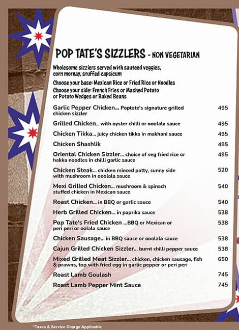 Menu at Pop Tate's Orion Mall Panvel, Navi Mumbai, Orion Mall
