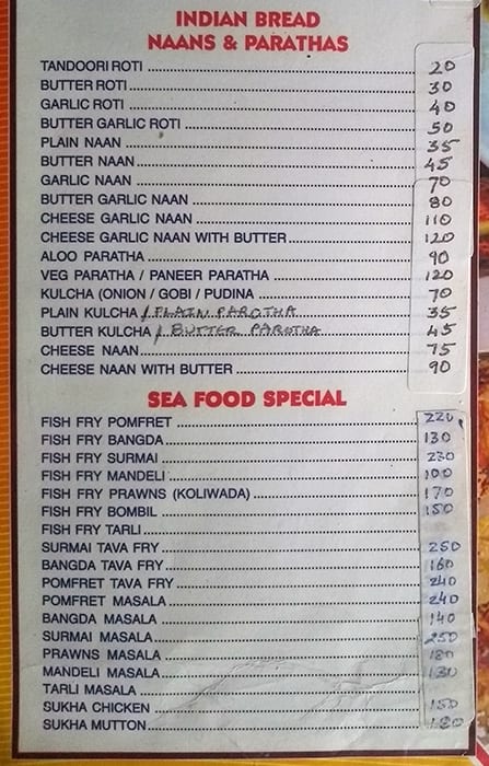 Menu at Swagat Restaurant and Bar, Mumbai, Plot No 210
