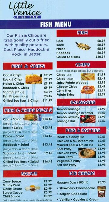 Menu at Tea House Little Venice, London