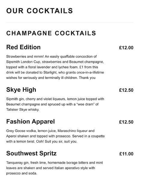 Menu at Babylon Restaurant, London, Kensington Roof Gardens