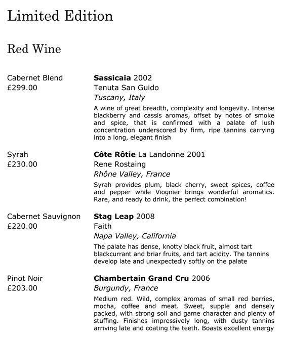 Menu at Babylon Restaurant, London, Kensington Roof Gardens