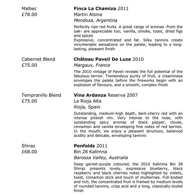 Menu at Babylon Restaurant, London, Kensington Roof Gardens