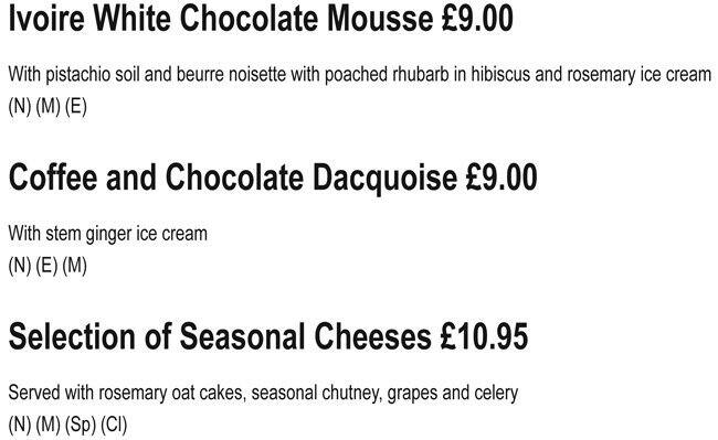 Menu at Babylon Restaurant, London, Kensington Roof Gardens