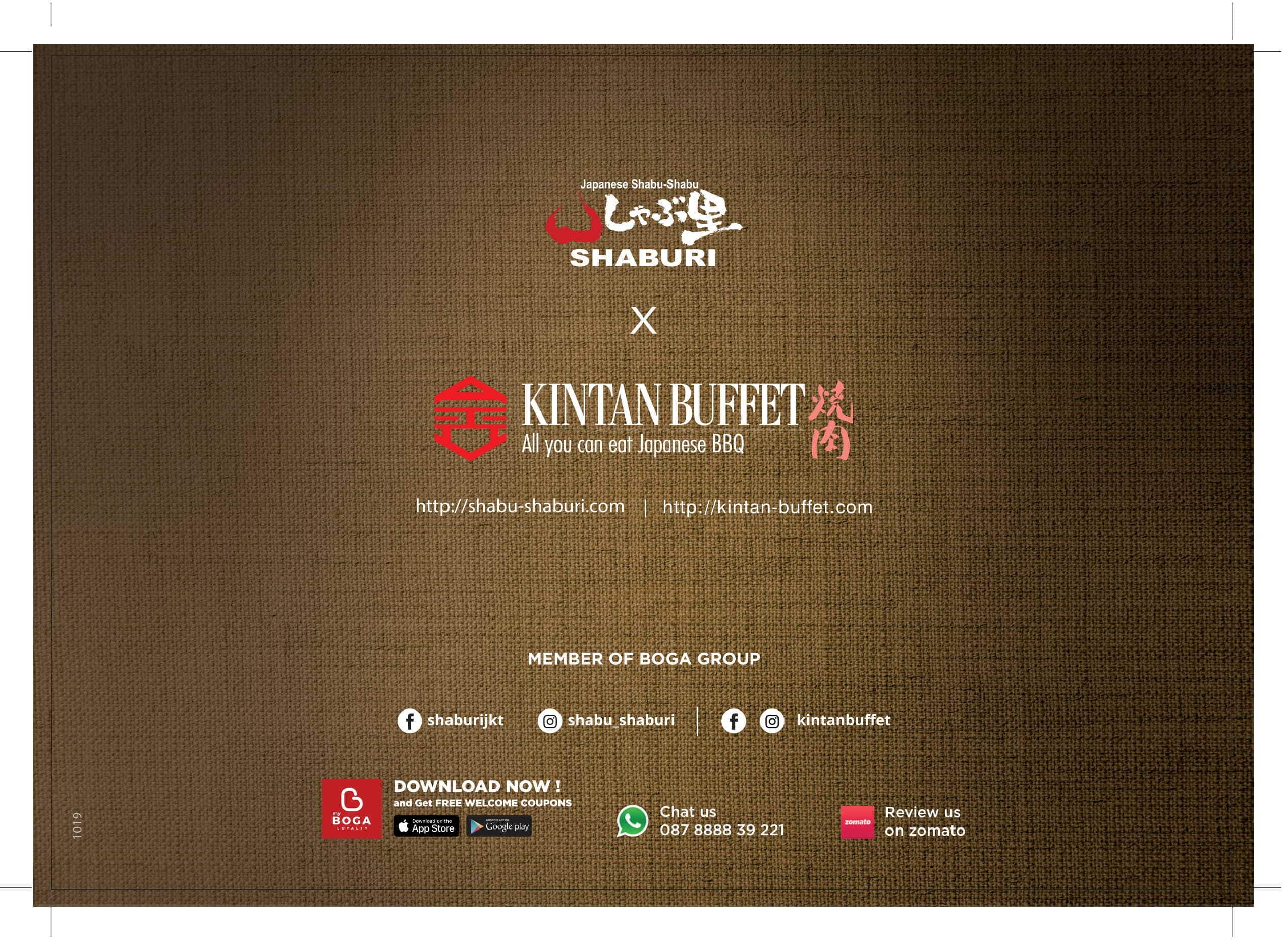 Menu at Shaburi restaurant, West Pakulonan