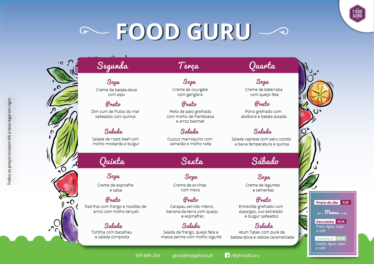 Menu at Restaurante Food Guru, Lisbon