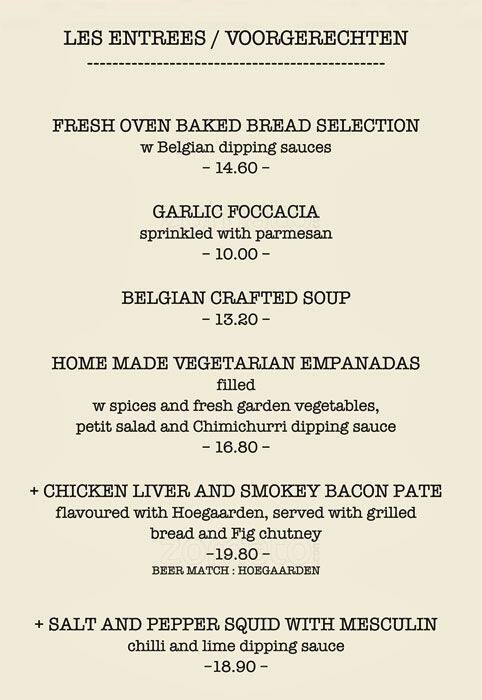 Menu at Belgian Beer Cafe Torenhof, Christchurch, 20 Durham St S