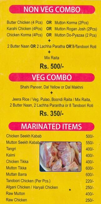 Menu at Lazeez, Delhi, C-16
