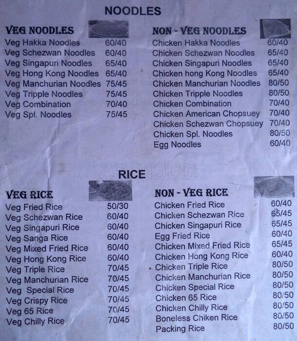 Menu at Hotel Corner, Pune