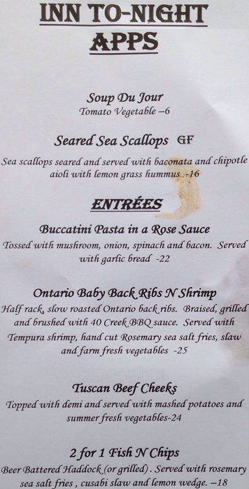Menu at Generations Inn pub & bar, Carleton Place