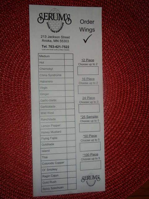 Menu at Serum's Good Time Emporium pub & bar, Anoka