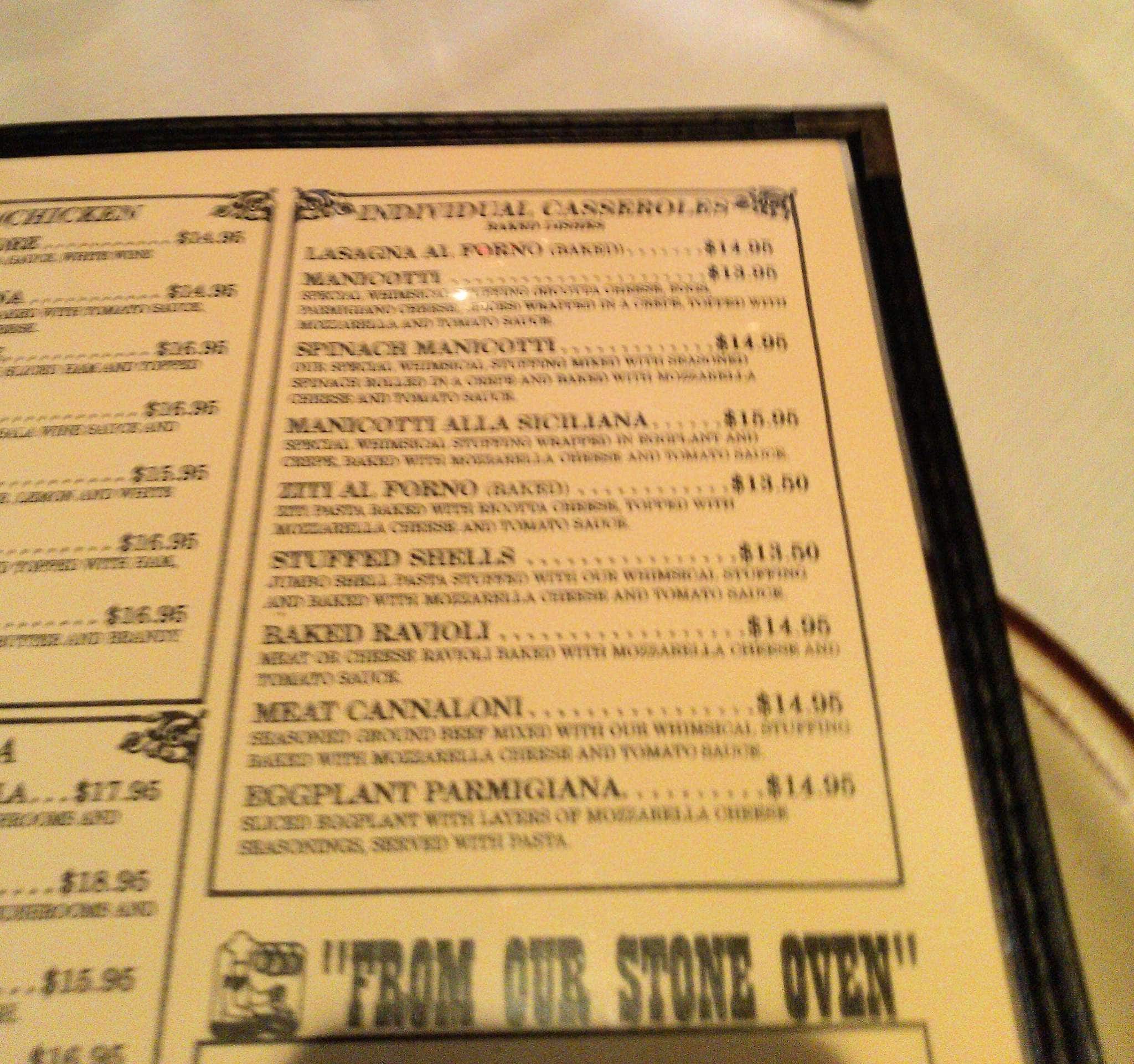 Menu at Portofino Italian Ristorante pizzeria, Saint Petersburg, 34th St S