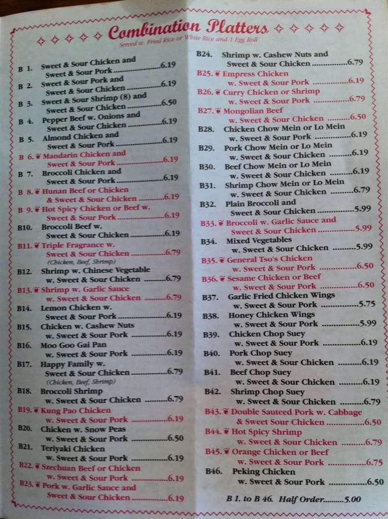 Menu at Lin Cuisine restaurant, Bristow