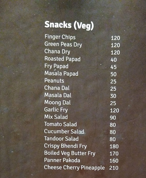 Menu of Manas Satara, Shivaji Nagar, Pune