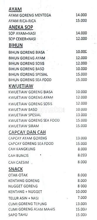 Menu at Naga Kuliner; restaurant, East Jakarta