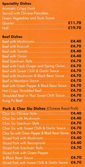 Menu at Amber restaurant, Glasgow, 130-132 Byres Rd