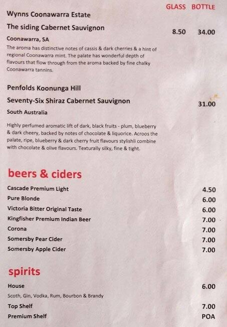 Menu at Blu Ginger restaurant, Castle Hill, 6-14 Castle St