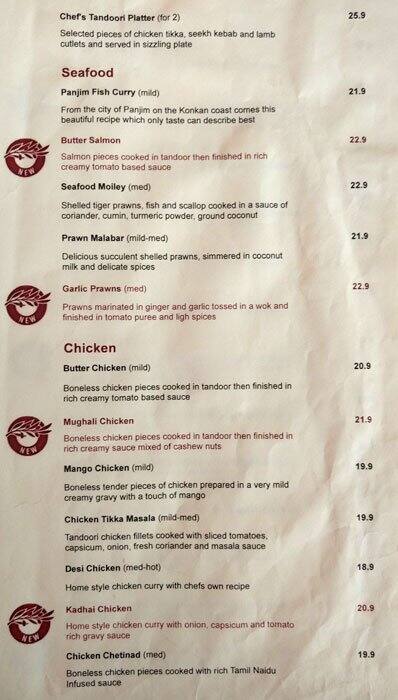 Menu at Blu Ginger restaurant, Castle Hill, 6-14 Castle St