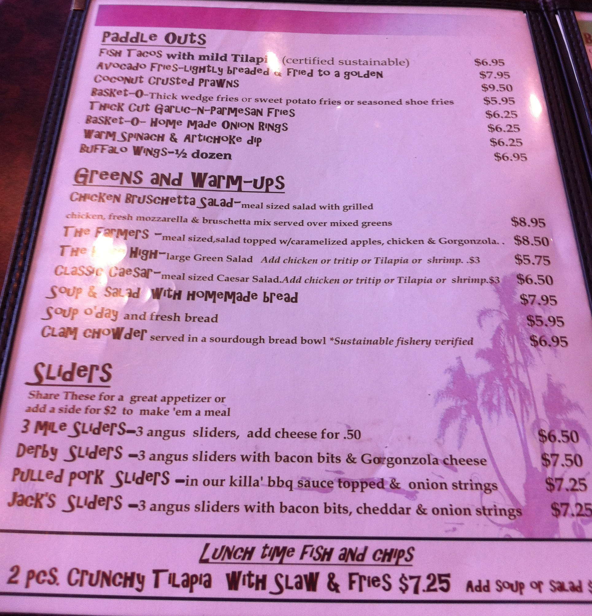 Surfrider Cafe a Monterey Bay: Foto del Menu con Prezzi - Urbanspoon/Zomato